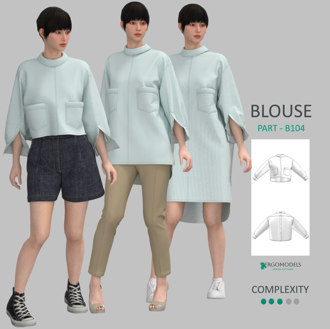 DXF Sewing Pattern: Women Blouse - B104 All Sizes (instant download ...